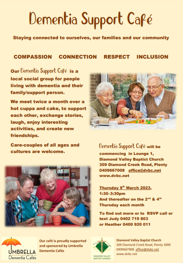 Mud Brick (Dementia Support) Cafe - Diamond Valley Baptist Church
